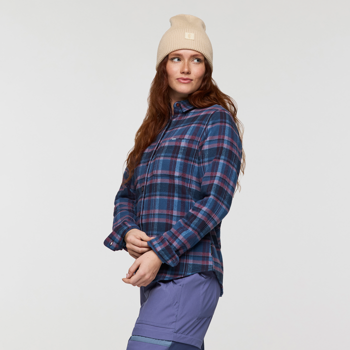 Women's Mero Organic Flannel Shirt | Deep Sea/Jam – Lively Athletics